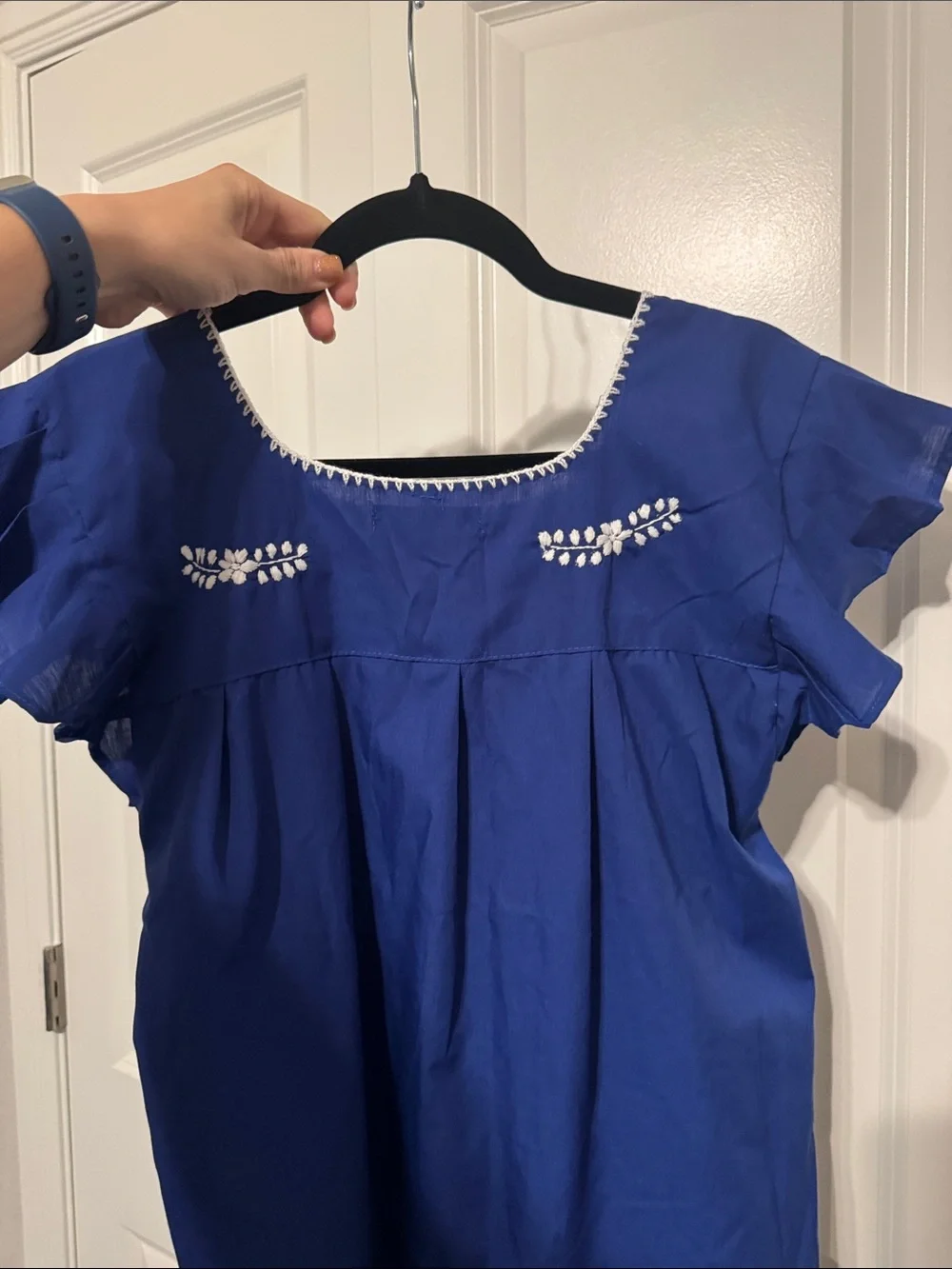 GAMEDAY by Que Chula | Tops | Royal Blue Embroidered Fluttersleeve ...